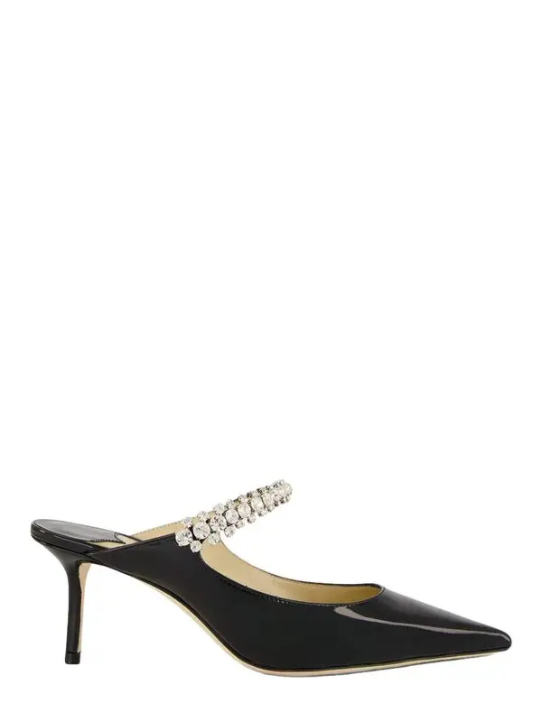 JIMMY CHOO Bing 65 Patent-leather Mules With Crystal Strap - Black
