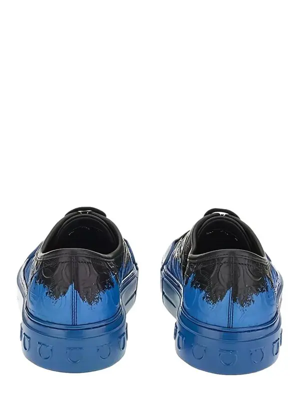 FERRAGAMO Gancini-embossed Leather Sneakers - Black