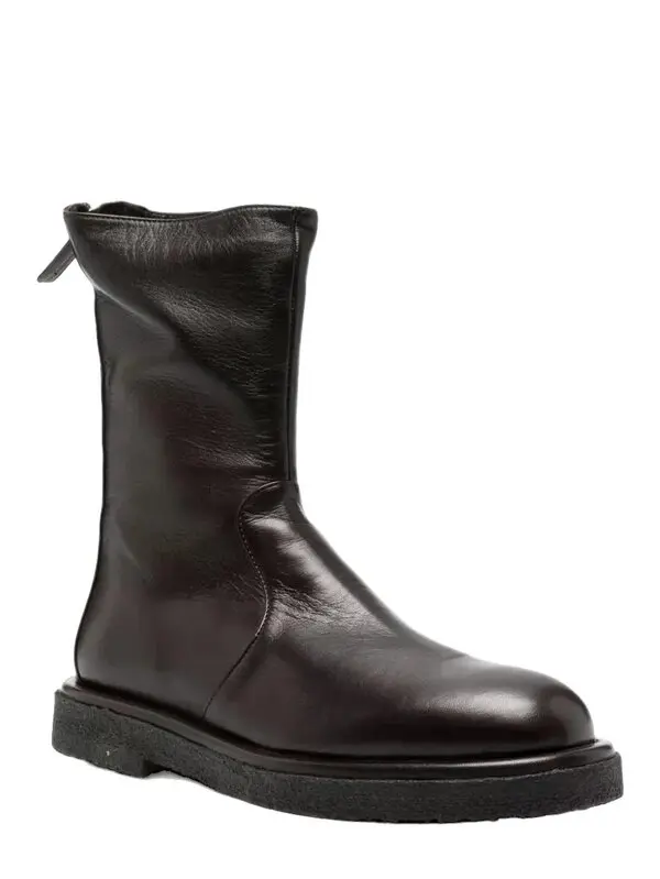POMME D´OR Rear-zip Leather Ankle Boots - Brown