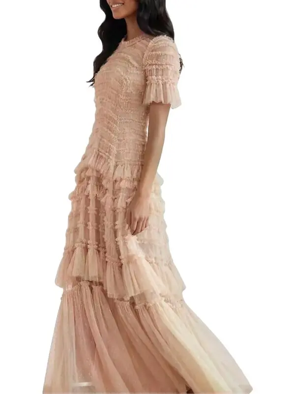 NEEDLE & THREAD Valentine Ruffled Gown - Neutrals