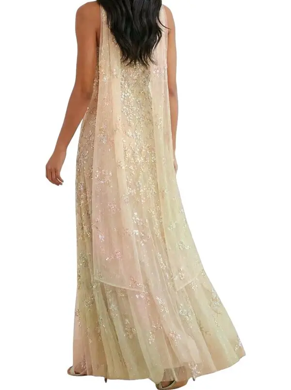 NEEDLE & THREAD Forget-me-not Strapless Gown - Neutrals
