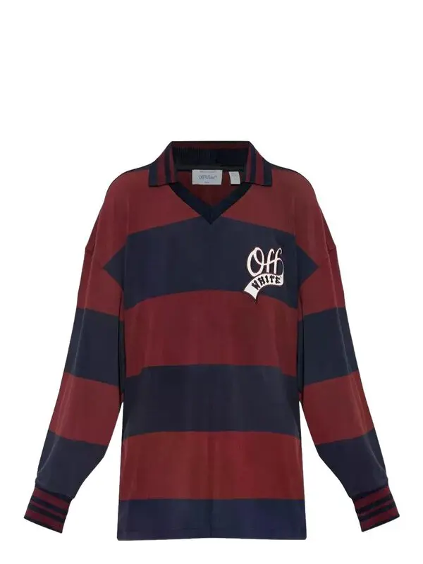 Off-White Logo-patch Striped Polo Shirt - Red