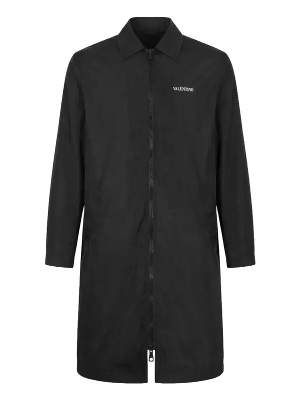 Valentino Garavani Logo-print Zip-up Coat - Black