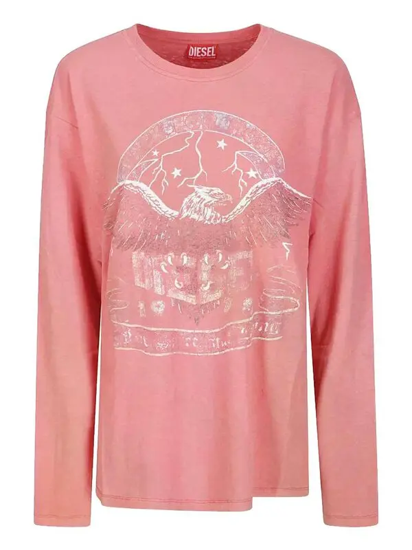 DIESEL® Long-sleeve T-shirt With Concert Graphics - Red