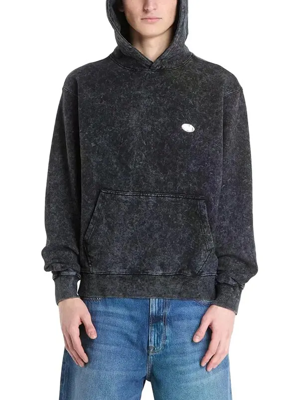 Alpha Industries Acid-wash Logo-patch Hoodie - Black