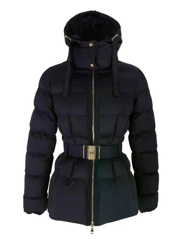 Elisabetta Franchi Down Jacket In Voile Fabric - Blue