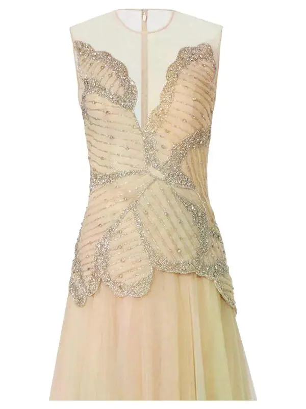 Costarellos Arabella Embellished Gown - Neutrals