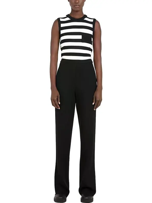 FERRAGAMO Ribbed-knit Side-stripe Trousers - Black