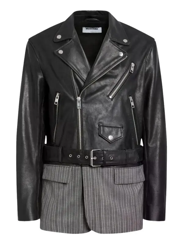 Moschino Unstructured Nappa-leather Biker Jacket - Black
