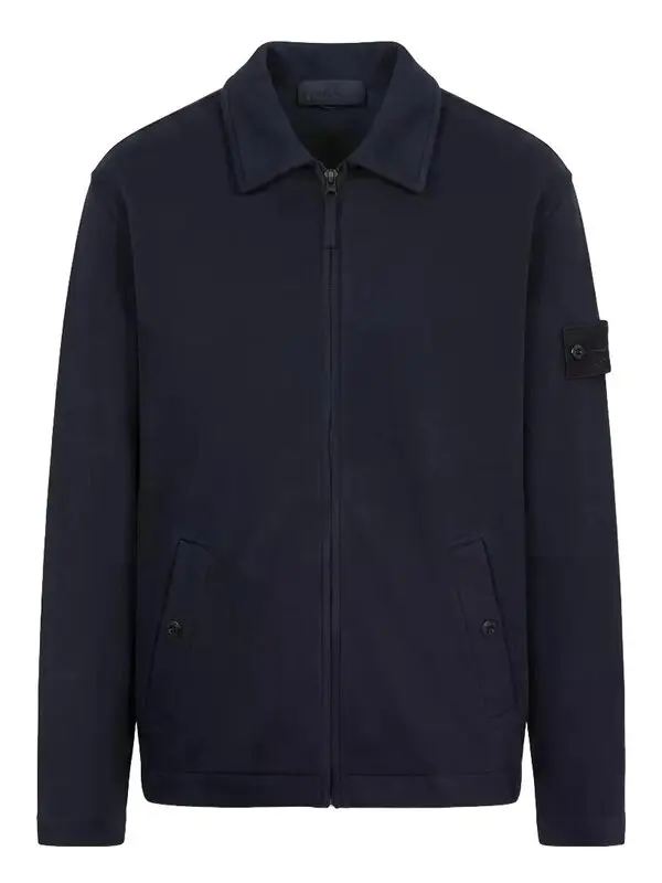 Stone Island Logo-patch Zip-up Sweater - Blue
