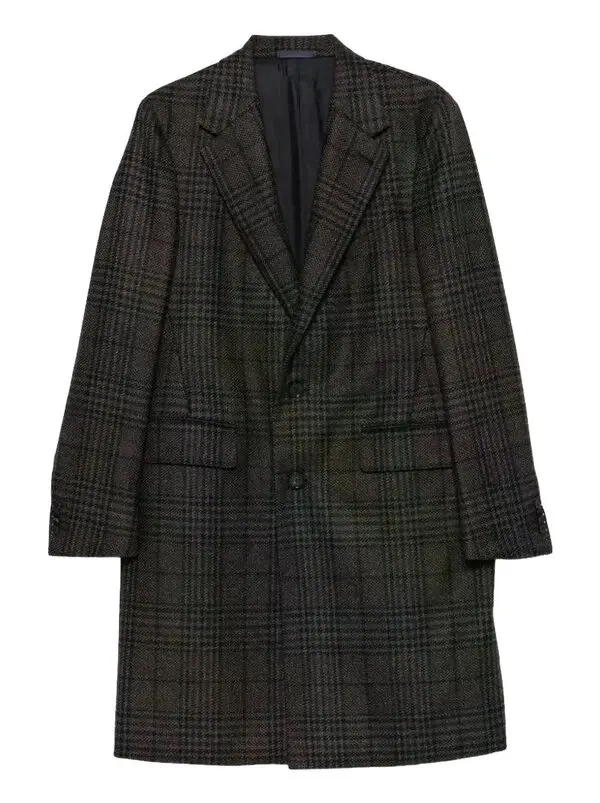 Caruso Checked Single-breasted Coat - Brown