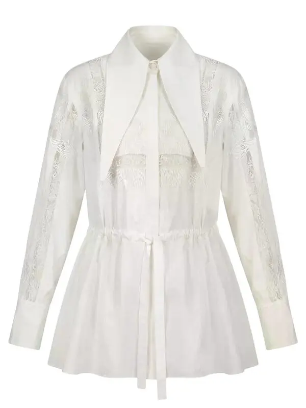 Valentino Garavani Lace-panelled Drawstring-waist Dress - White
