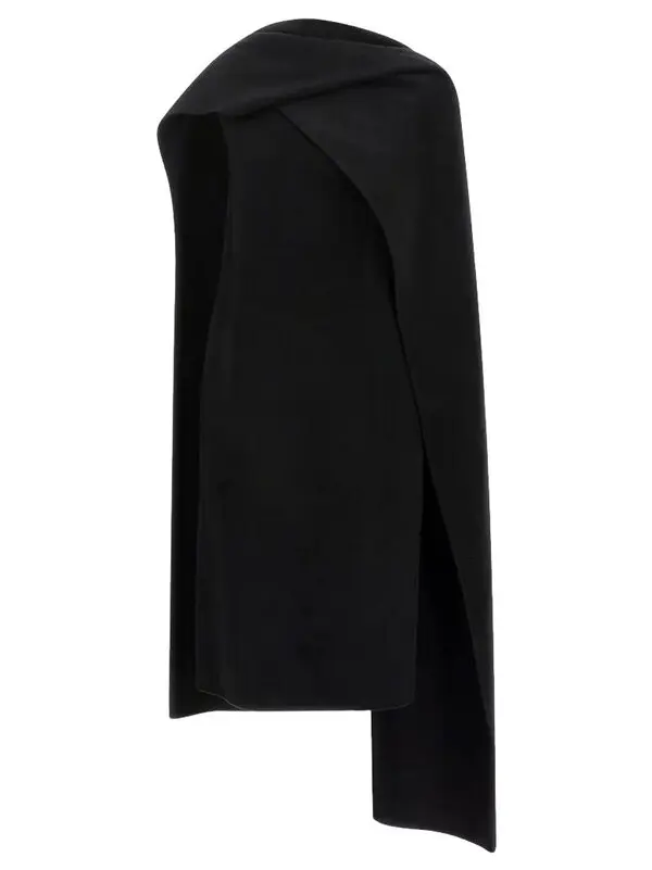 Khaite Ramona Draped-cape Dress - Black
