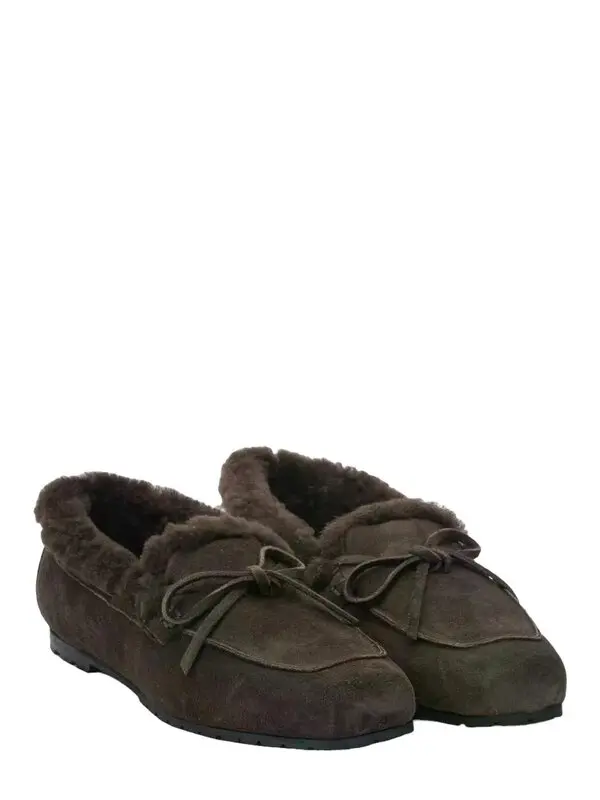 AeydĒ Jasper Shearling-trim Suede Loafers - Brown