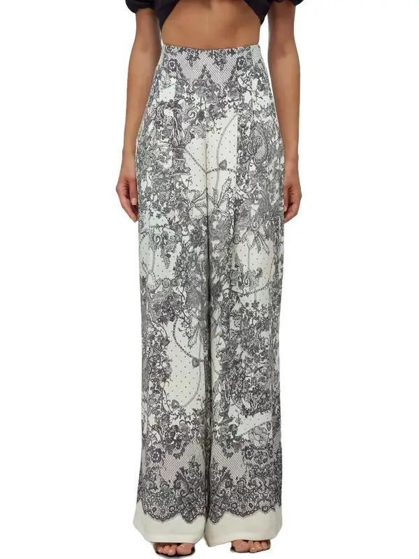 BLUGIRL Lace-print Palazzo Pants - White