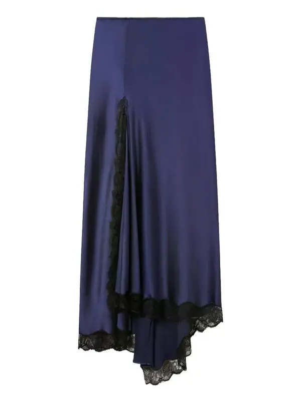 Isabel Marant Étoile Alexandra Silk Satin Skirt With Lace Detail - Blue