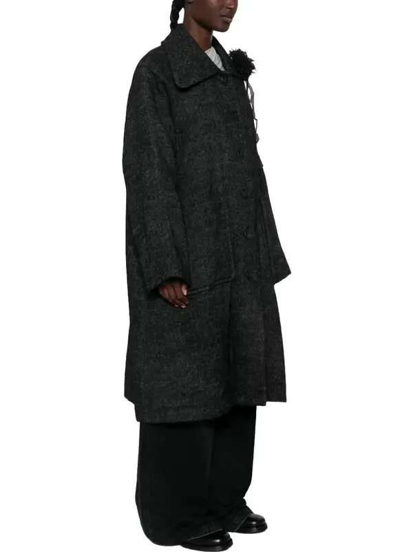 Soh Floral-applique Single-breasted Coat - Grey