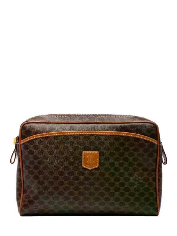 Celine 1997 Macadam Coated Canvas Clutch Bag - Brown