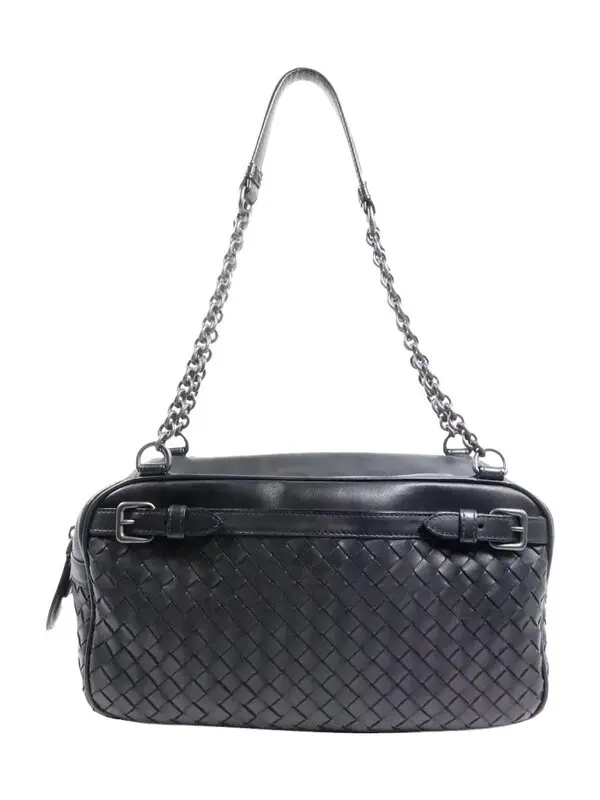Bottega Veneta Intrecciato Chain-link Shoulder Bag - Black