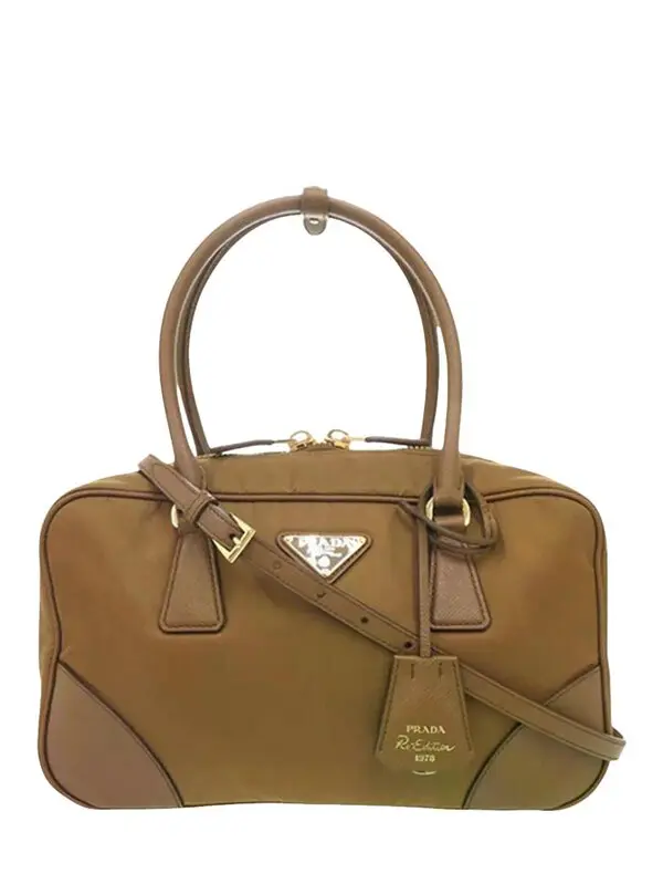 Prada 2013-2026 Medium Saffiano Trimmed Re Nylon Re Edition 1978 Satchel - Brown