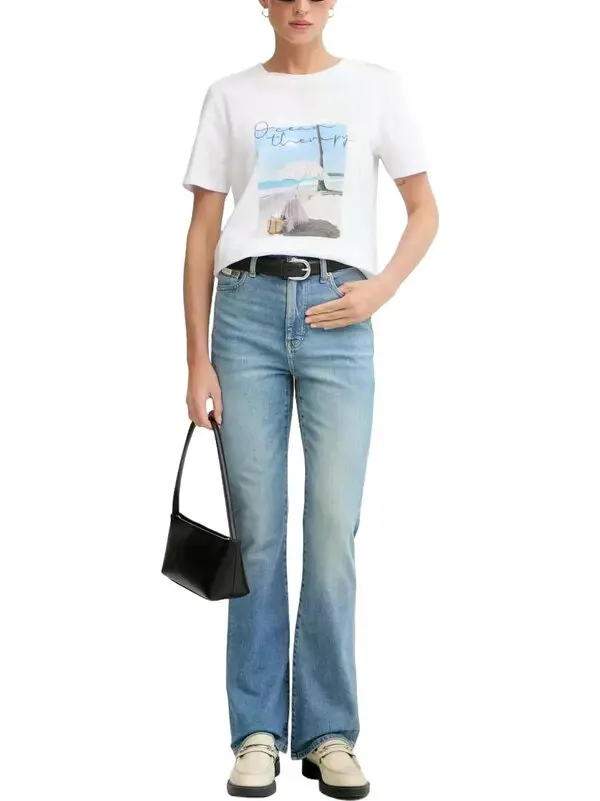 MARC AUREL Graphic-print Rhinestone-embellished T-shirt - White