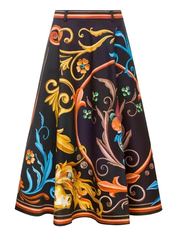 Moschino Baroque-print Midi Skirt - Black