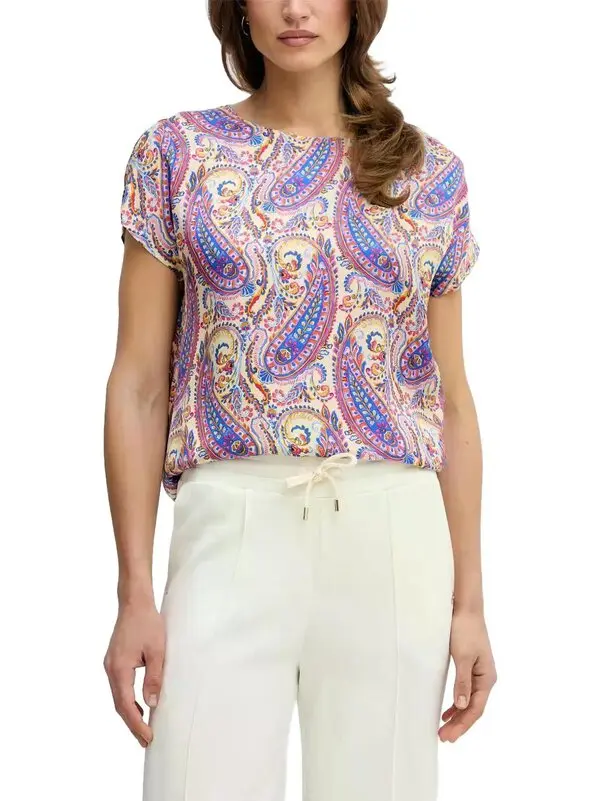 MARC AUREL Paisley-print Short-sleeve Blouse - Neutrals