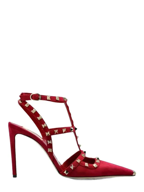 Valentino Garavani Rockstud Suede Pumps 100mm - Red