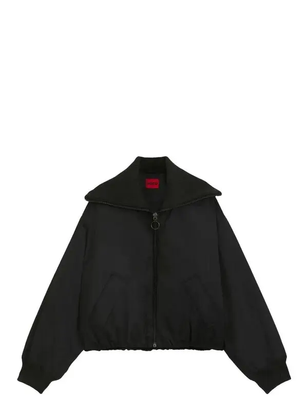 Hugo Padded Bomber Jacket In Satin - Black