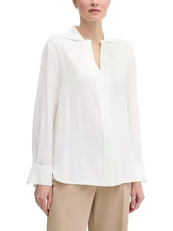 MARC AUREL V-neck Long-sleeve Blouse - White