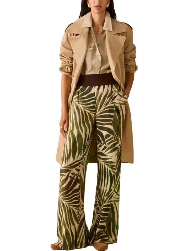 PENNYBLACK Leaf-print Wide-leg Trousers - Neutrals
