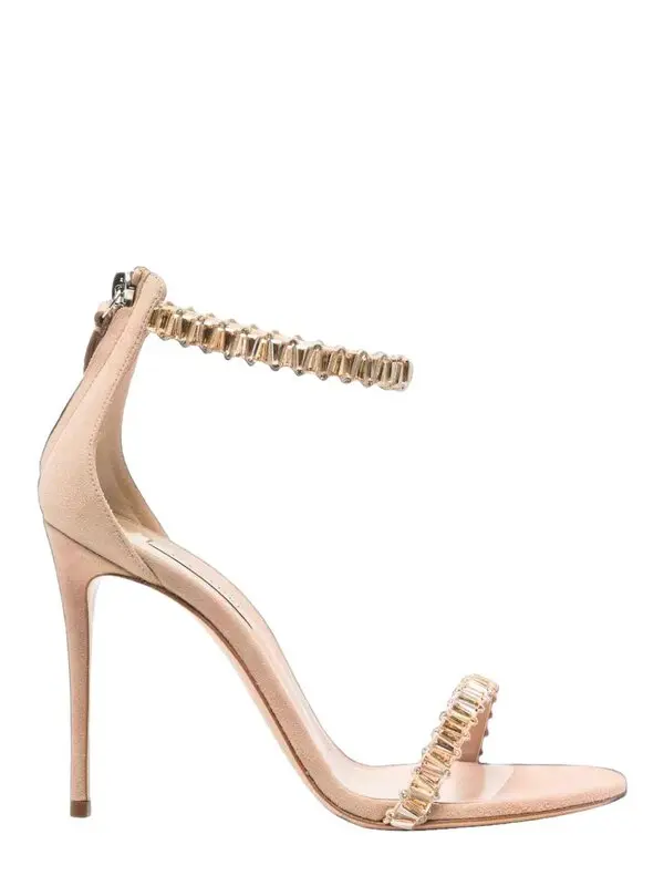 Casadei Crystal-embellished Suede Sandals - Neutrals