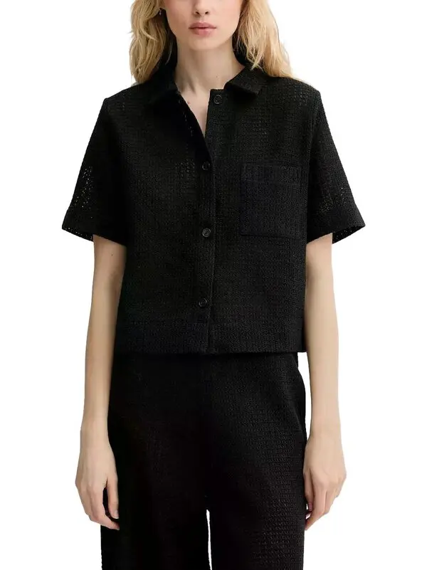 Marc O'polo Crochet-knit Patch-pocket Shirt - Black