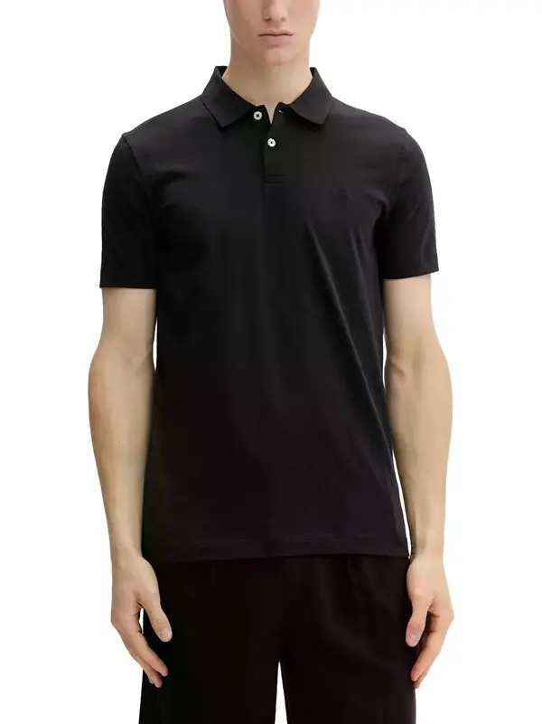 Marc O'polo Logo-embroidered Slub-texture Polo Shirt - Black