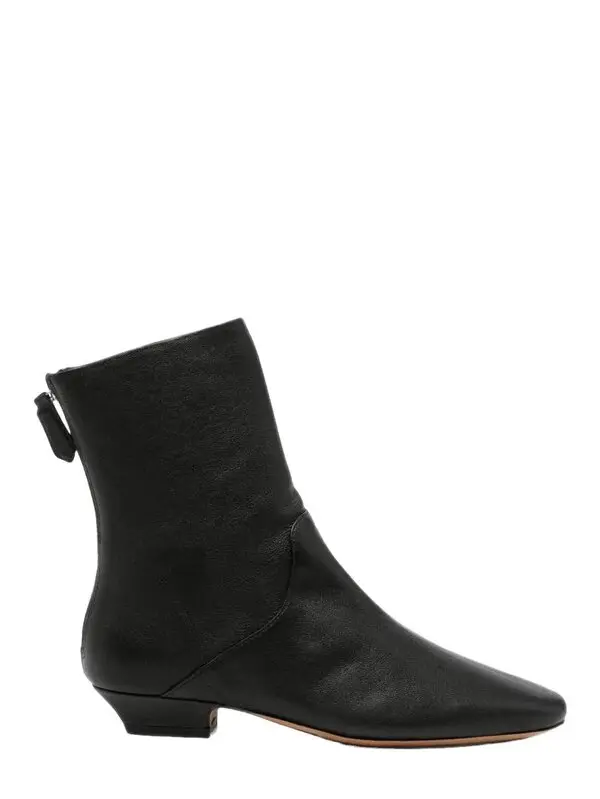 JUDE Celina Rear-zip Leather Ankle Boots - Black