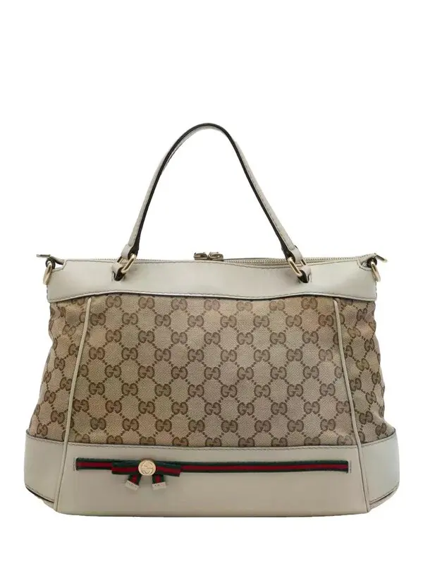 Gucci 2016-2026 Gg Canvas Web Mayfair Satchel - White