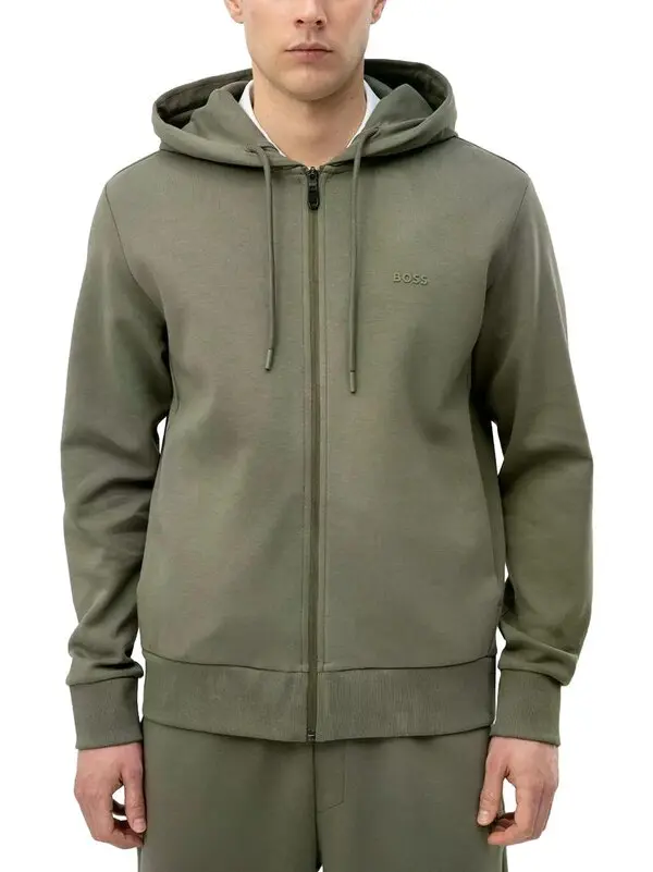 BOSS Logo-print Zip-up Hoodie - Green