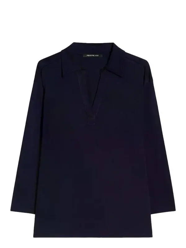 PENNYBLACK Spread-collar V-neck Blouse - Blue
