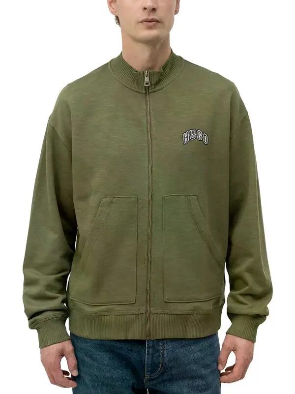 Hugo Logo-patch Zip-up Sweatshirt - Green
