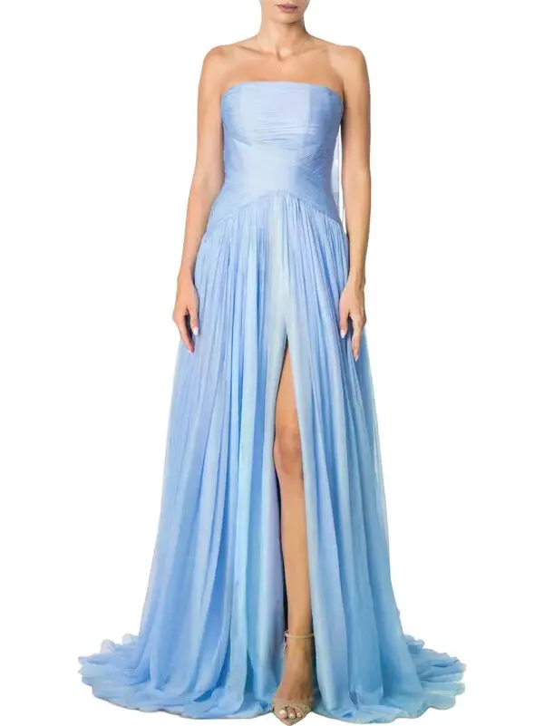 M.MARQUISE Candy Strapless Pleated Maxi Dress - Blue