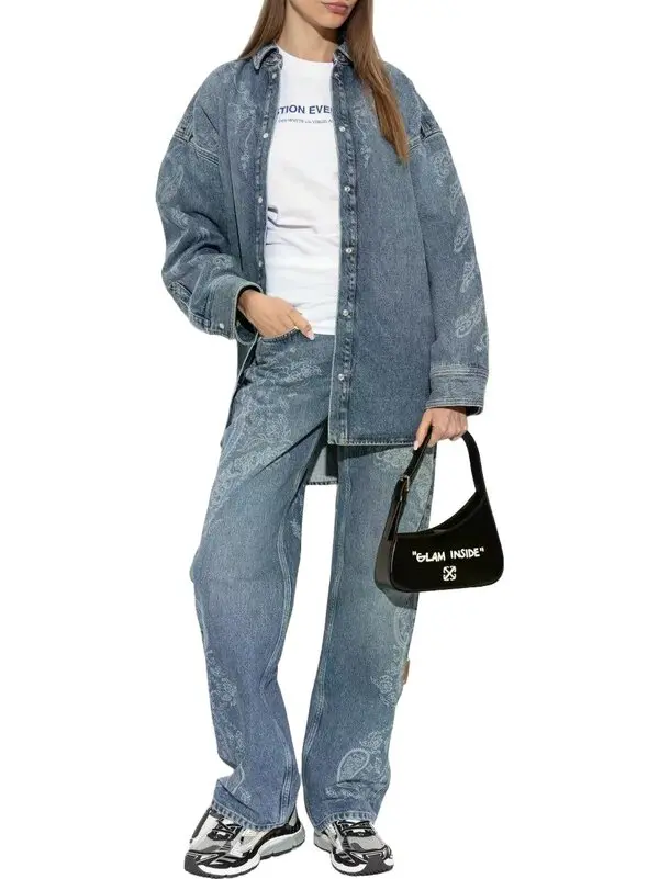 Off-White Paisley-print Denim Shirt - Blue