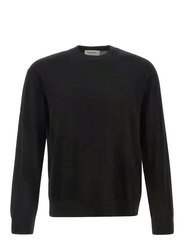 LANEUS Ribbed-trim Merino Wool Sweater - Black