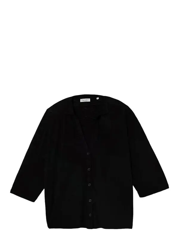 Marc O'polo Button-up Slub-texture Cardigan - Black