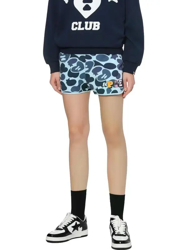 AAPE BY *A BATHING APE Camouflage-print Logo-patch Shorts - Blue