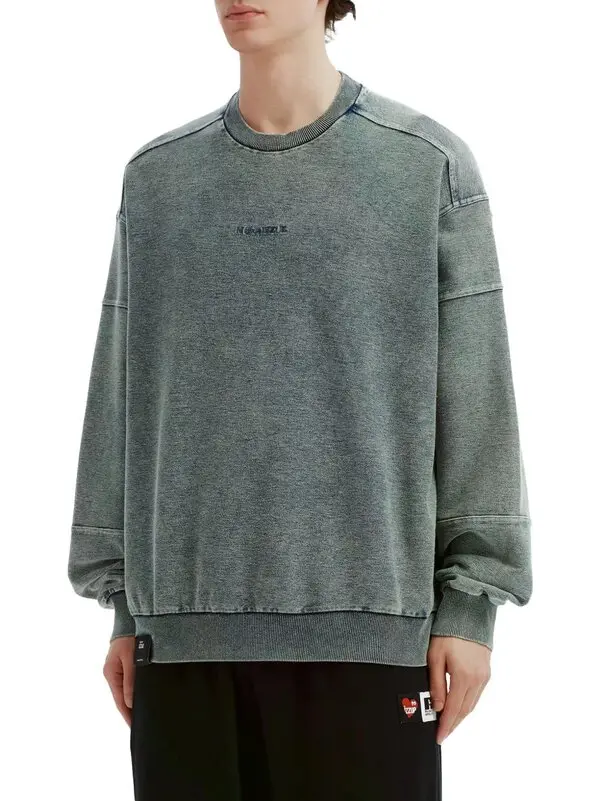 Izzue Acid-wash Panelled Sweater - Blue