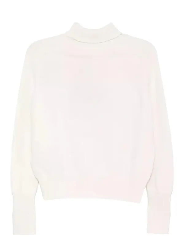 Victoria Beckham Roll-neck Embroidered-logo Sweater - Neutrals