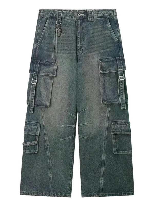 MUSIUM DIV. Faded Multi-pocket Cargo Pants - Blue