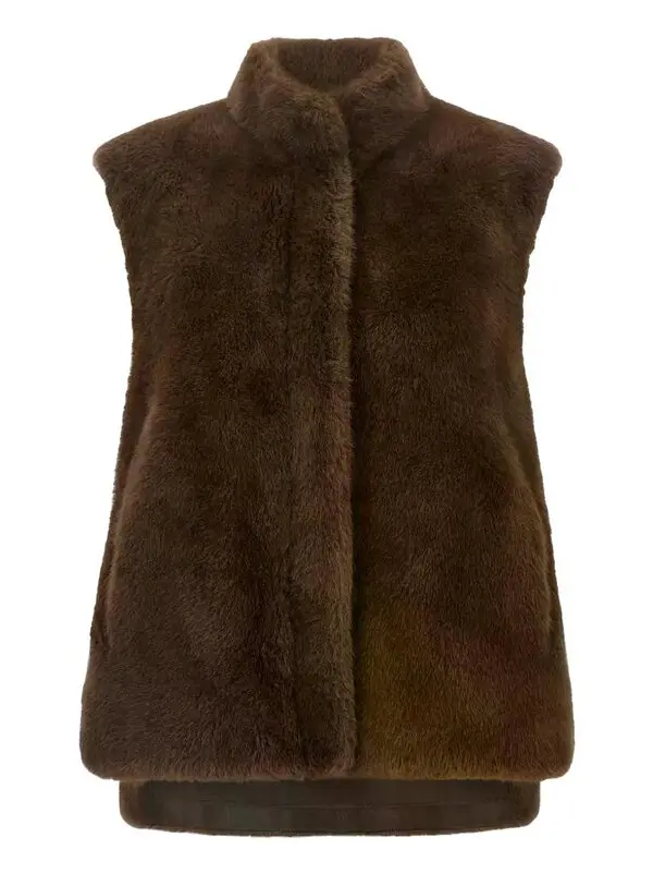 LOU ANDREA Faux-fur Gilet - Brown