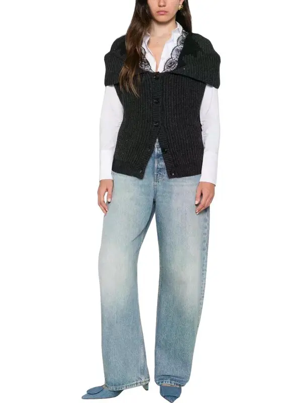 Liviana Conti Lace-trim Cardigan - Grey