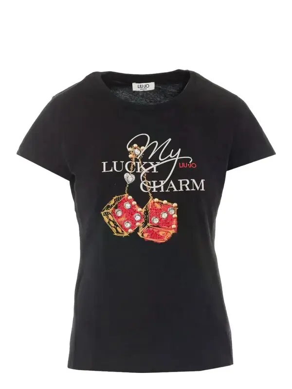 Liu Jo T-shirt With Jewel-embroidery - Black